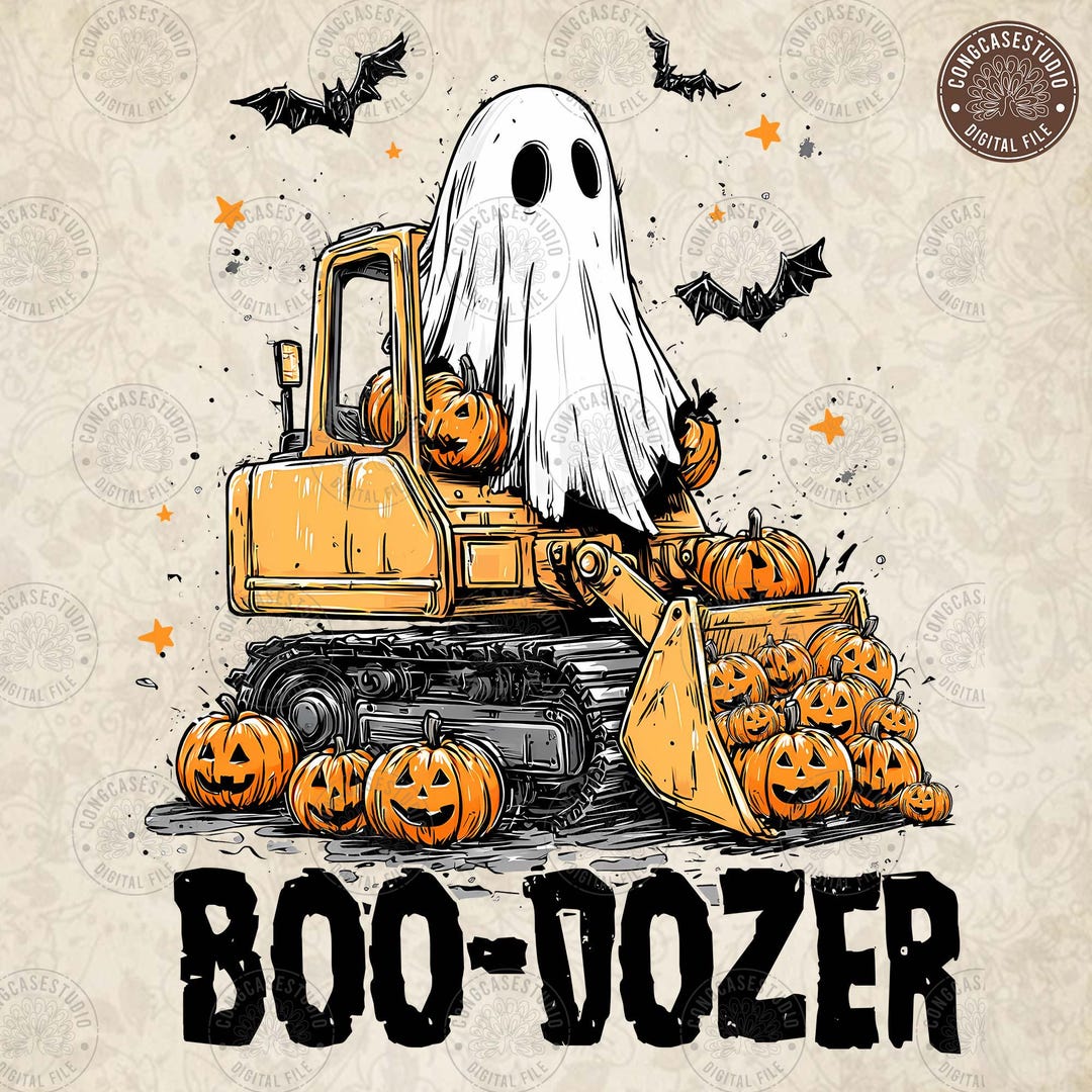 Boo Dozer PNG: Cute Pumpkin Boy Truck, Funny Halloween Kid Ghost ...
