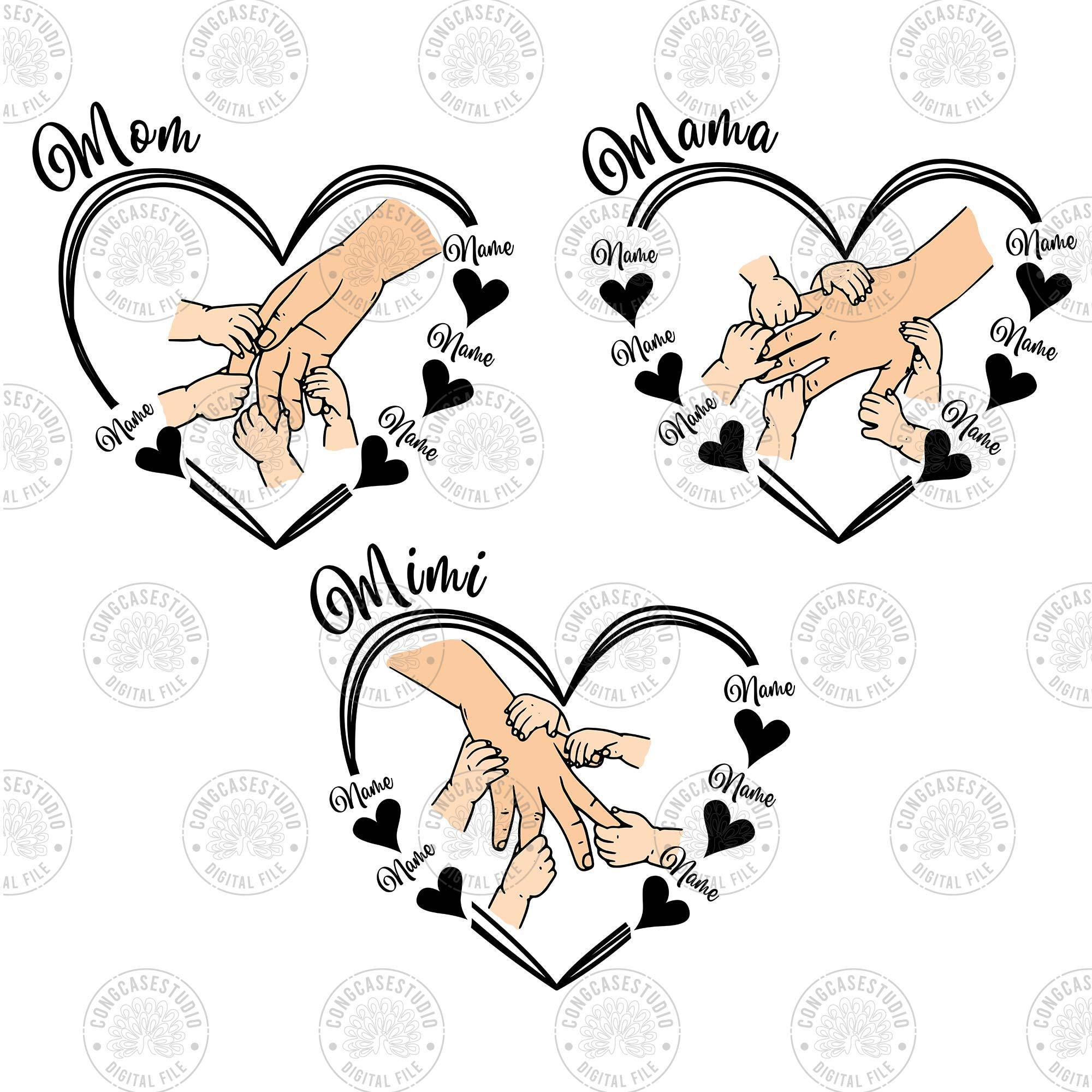 Bundle Custom Name Hand Kid Names Png, Hands Mom/grandma & Childs Png ...