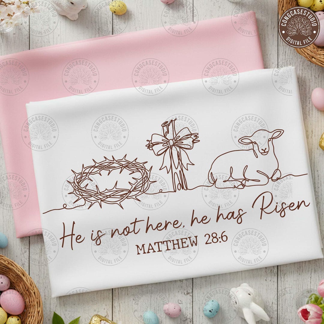 He is Not Here He Has Risen PNG: Matthew 28 6 Bible Verse, Retro Easter ...