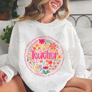 Retro Floral Teacher Png, Teacher Appreciation, Teacher Png Sublimation ...