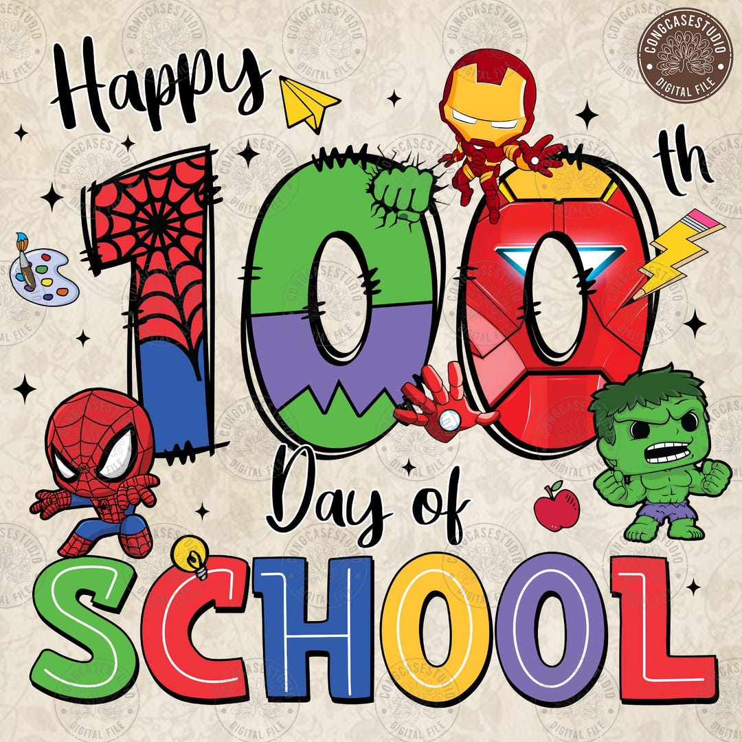 Happy 100 Days of School Png, 100 Super Days Png, 100 Days of School ...