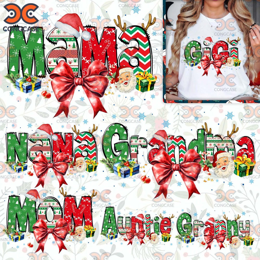 Christmas Mama/grandma Png Bundle, Retro Christmas Png, Funny Christmas ...