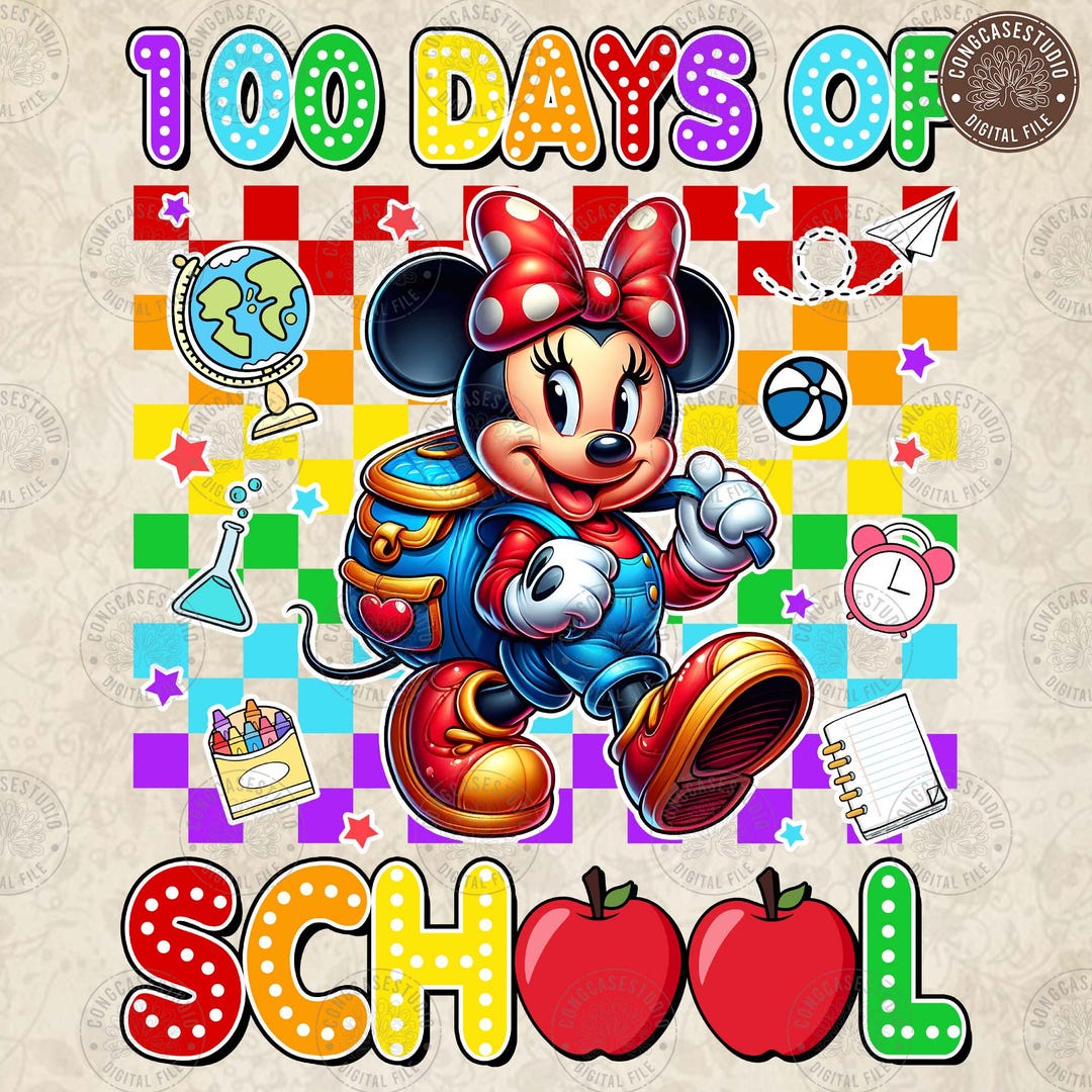 Mouse Cartoon Character Png, 100 Days of School Png, 100 Days Cartoon ...