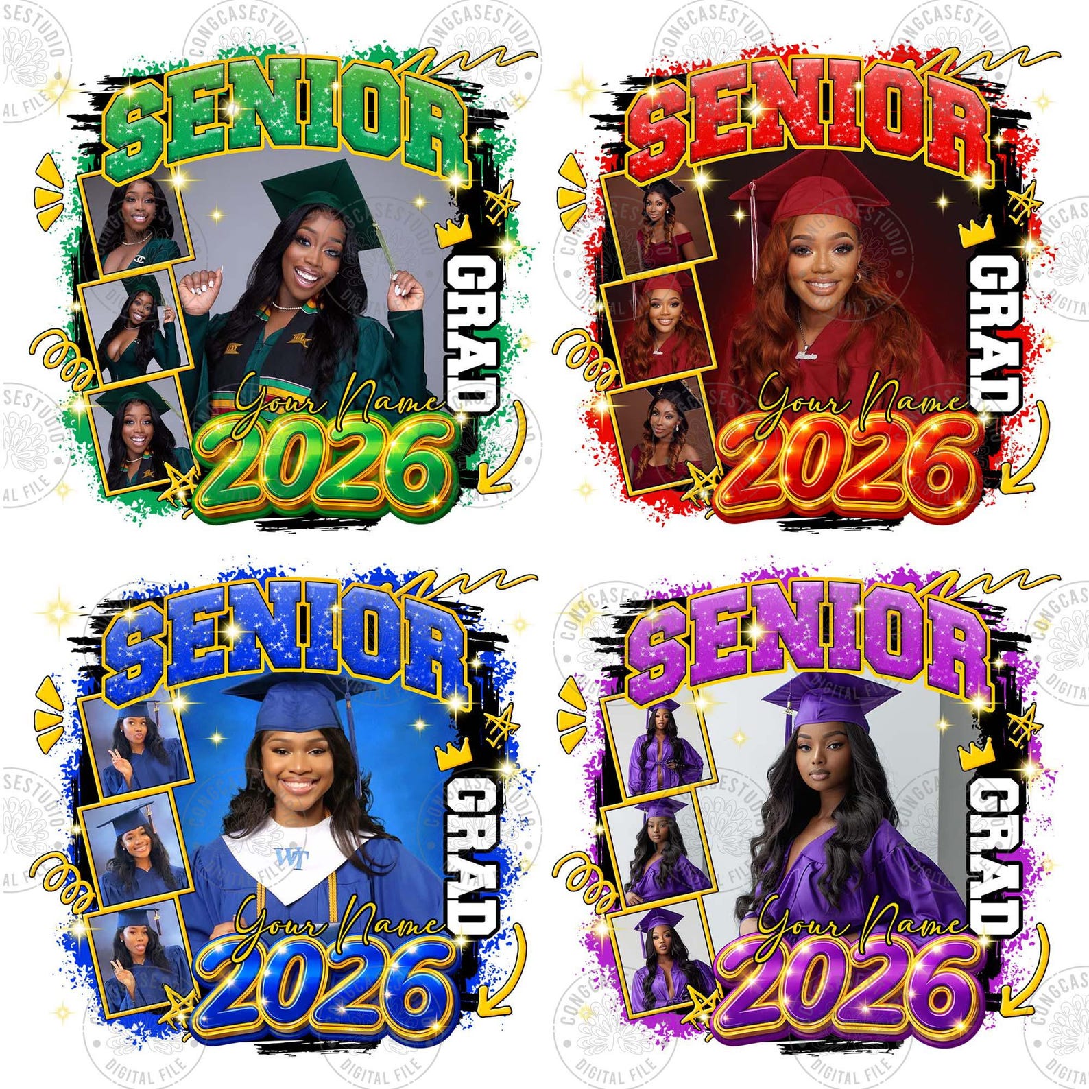Editable Graduation 2026 Canva Template: Senior Photo Insert PNG Bundle ...