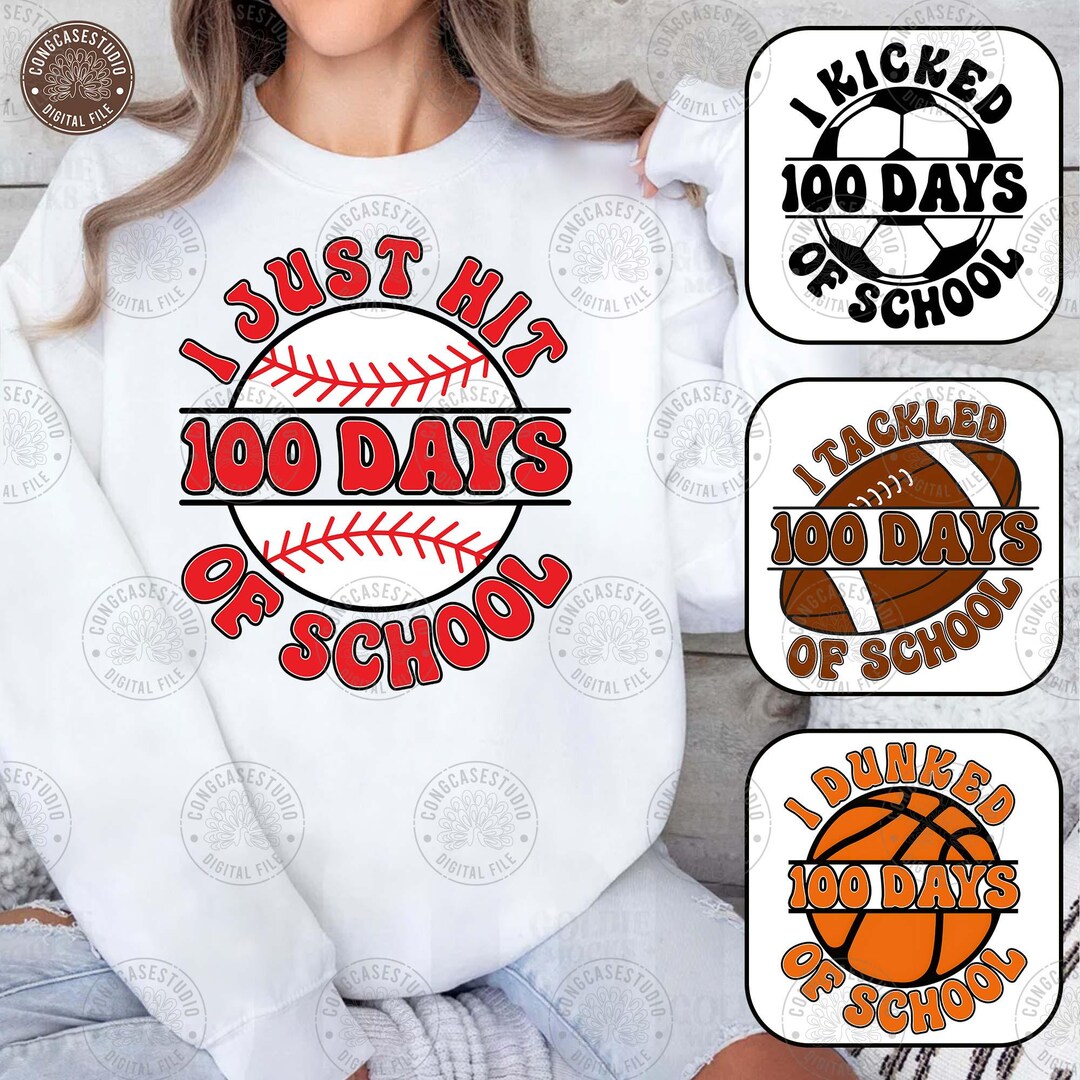 Sport 100th Day of School Png Bundle, 100 Days Sport Design Png, School ...