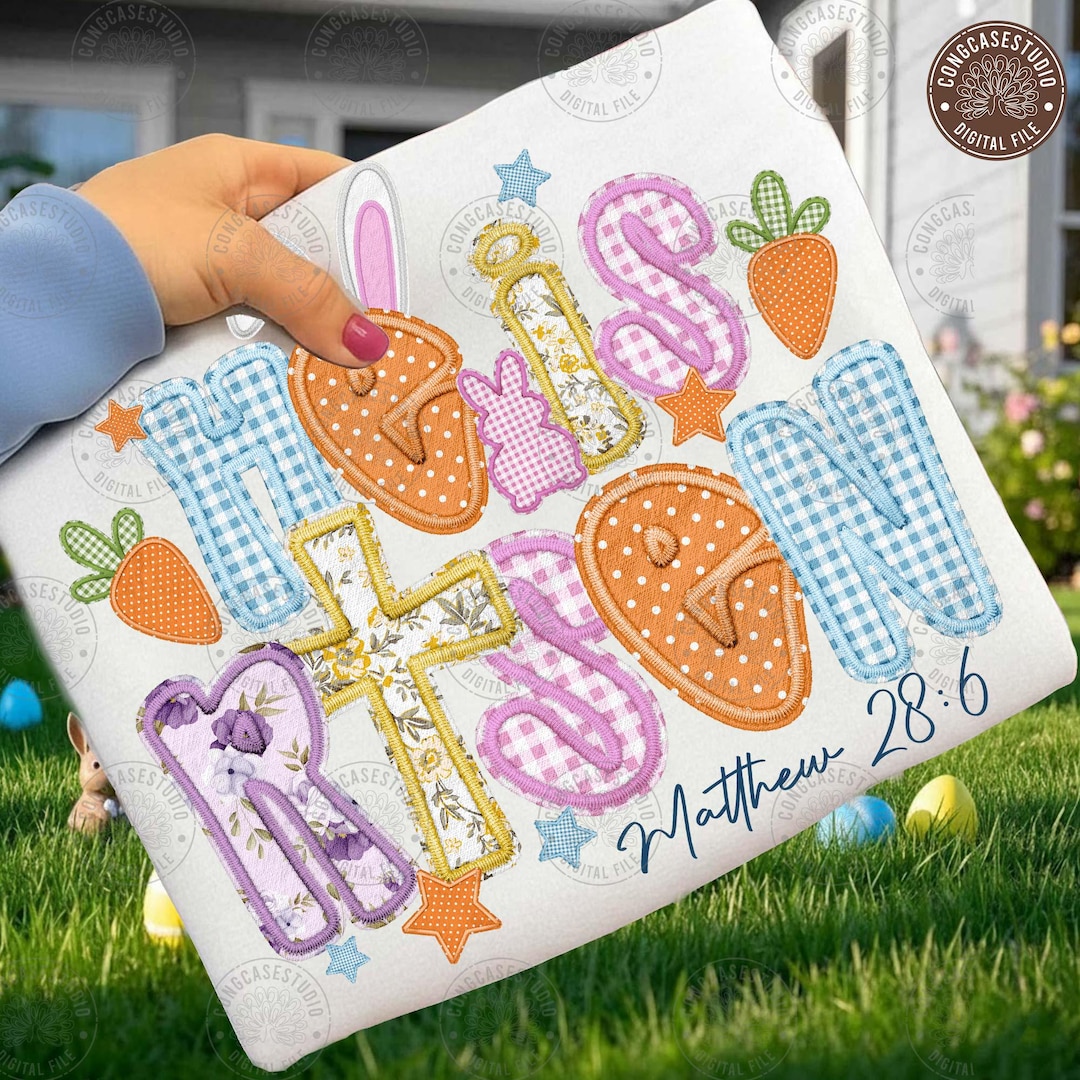 Floral Jesus Easter Patchwork PNG: He is Risen, Christian Easter ...