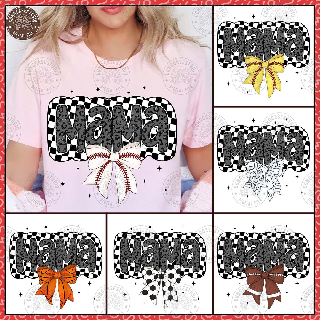Custom Sport Bow Mama Png Bundle, Retro Football Png, Vintage Sport Bow ...