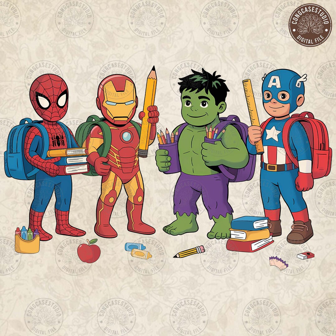 Superhero Back to School Png Bundle, School Boys Png, Preppy Back to ...