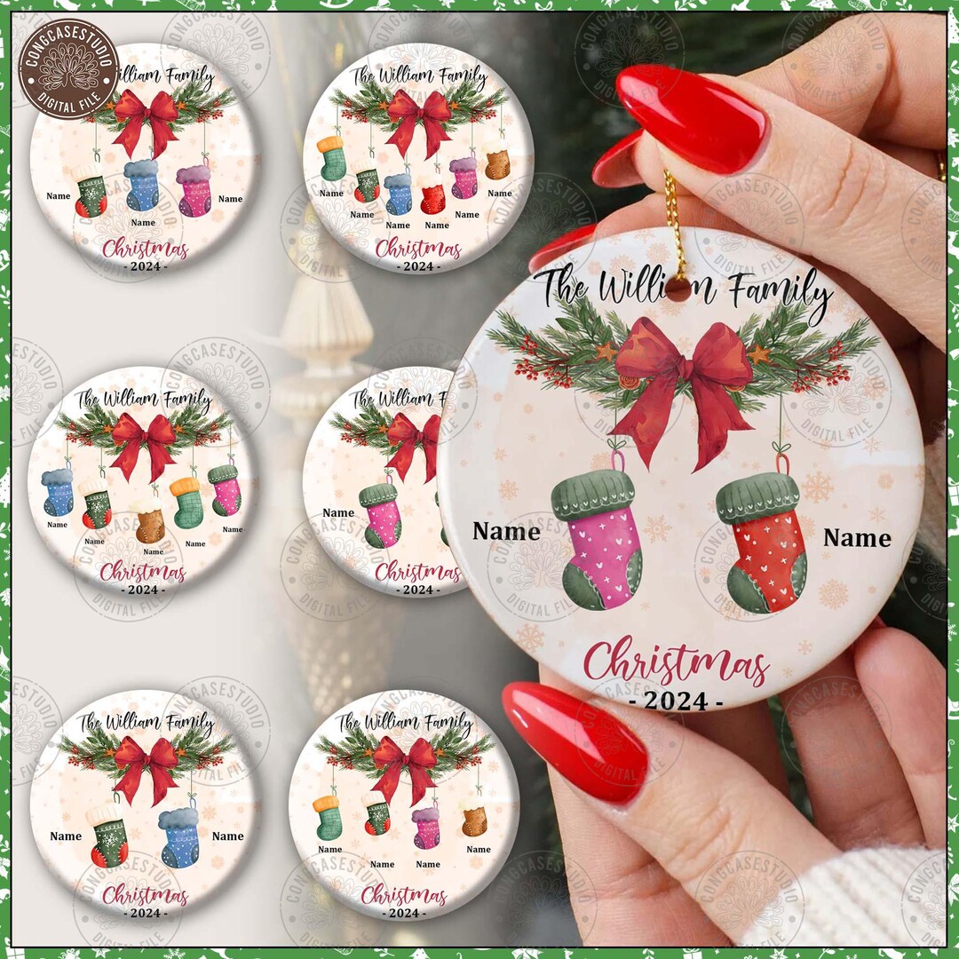 Custom Christmas Socks Ornament Png, Christmas Family Socks Png ...