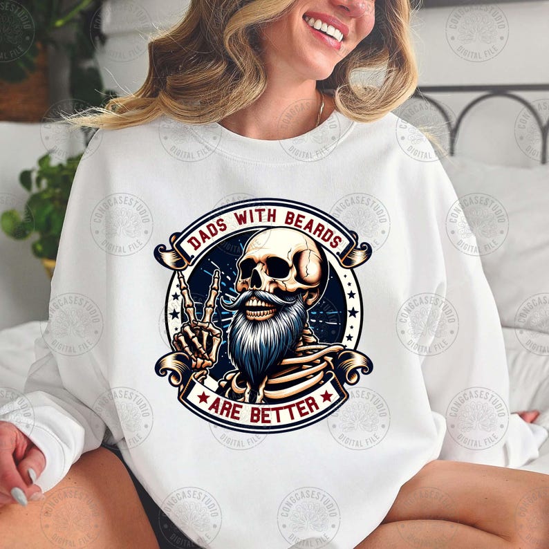 Dads With Beards Skeleton PNG: Funny Father's Day Design (digital ...