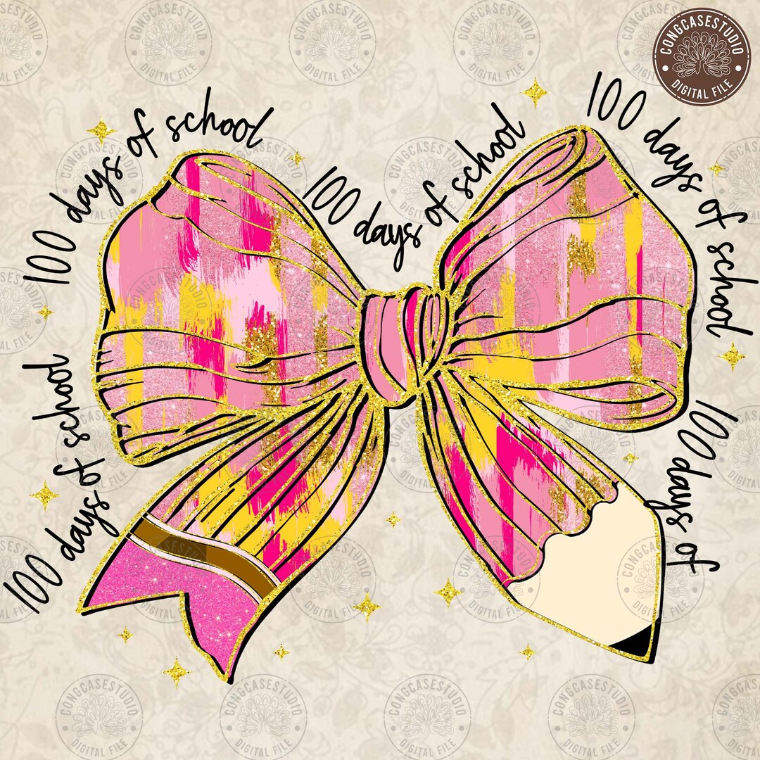 100 Days of School PNG, Coquette Teacher Pencil Bow Png, School Teacher ...