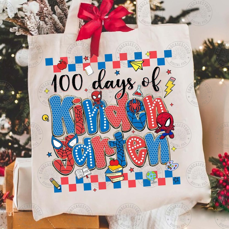 100th Day of Kindergarten PNG: Cute Superhero School Preppy Doodle Art ...