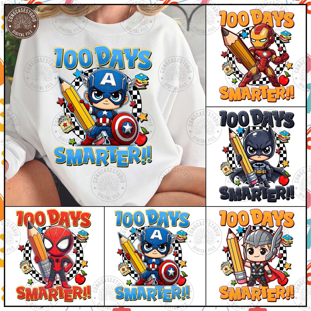 Cartoon 100th Day of School Png Bundle, 100 Days Cartoon Movie Png, 100 ...