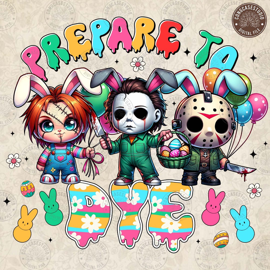 Prepare to Dye Killer Easter Chibi Png, Horror Movie Png, Retro Easter ...