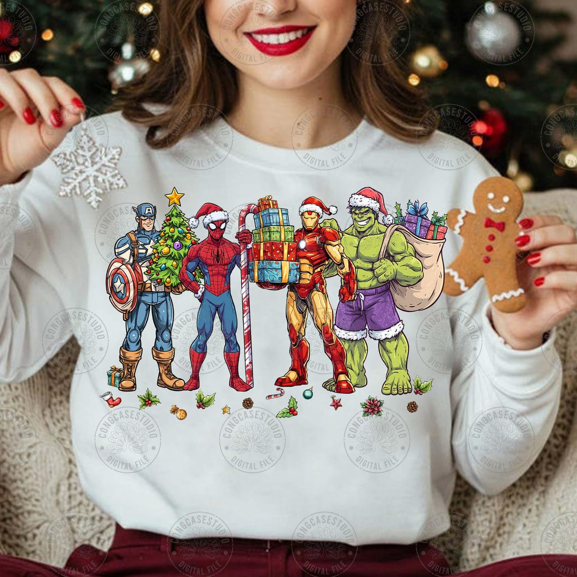 Superhero Holiday Squad PNG: Funny Comic Style Christmas Design ...