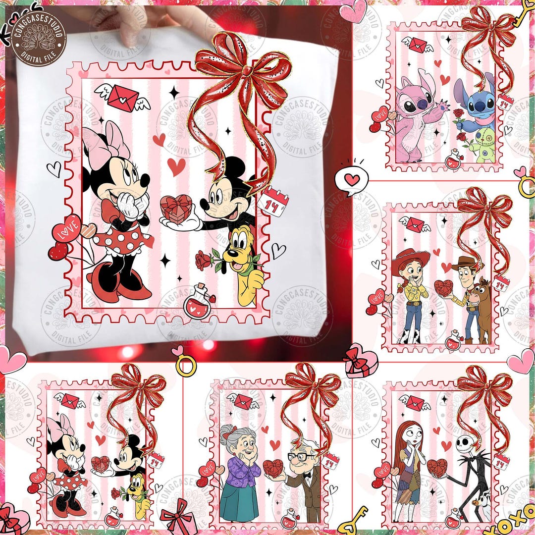 Couple Valentine Cartoon PNG Bundle: Mouse and Friends Design, Pink ...