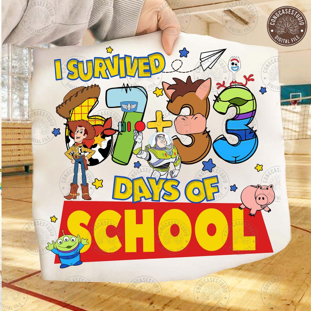 I Survived 67+33 Days of School PNG: 100 Days of School Cartoon Design ...