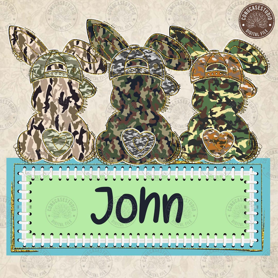 Camouflage Easter Bunny Png, Custom Boy/girl Name Png, Personalized Kid ...