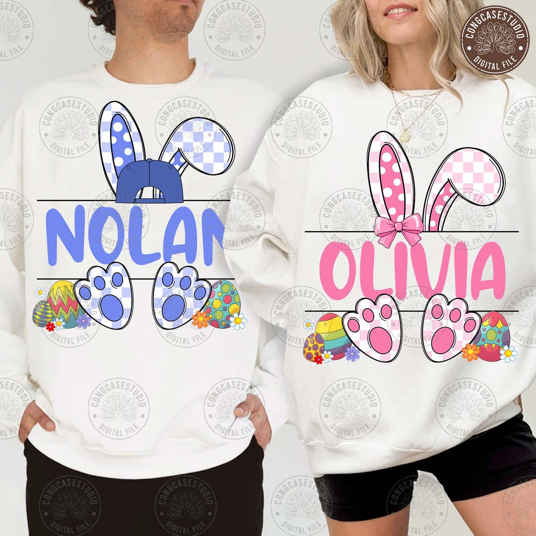 Toddler Kids Easter Png, Personalized Kid Name Easter Bunny Png, Boy ...