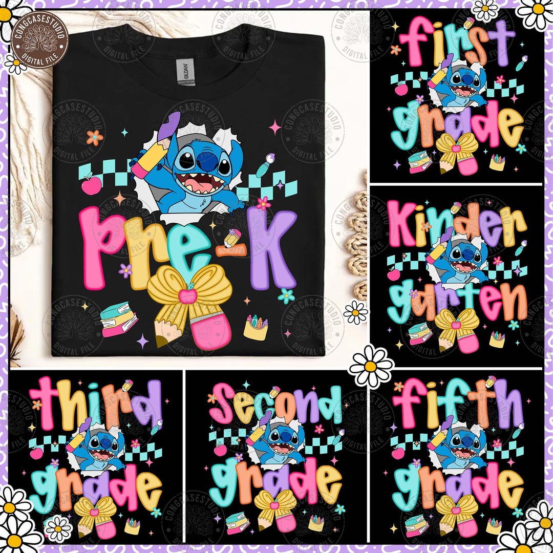 Preppy Alien Back to School PNG Bundle: K-4th Grade (digital Download ...