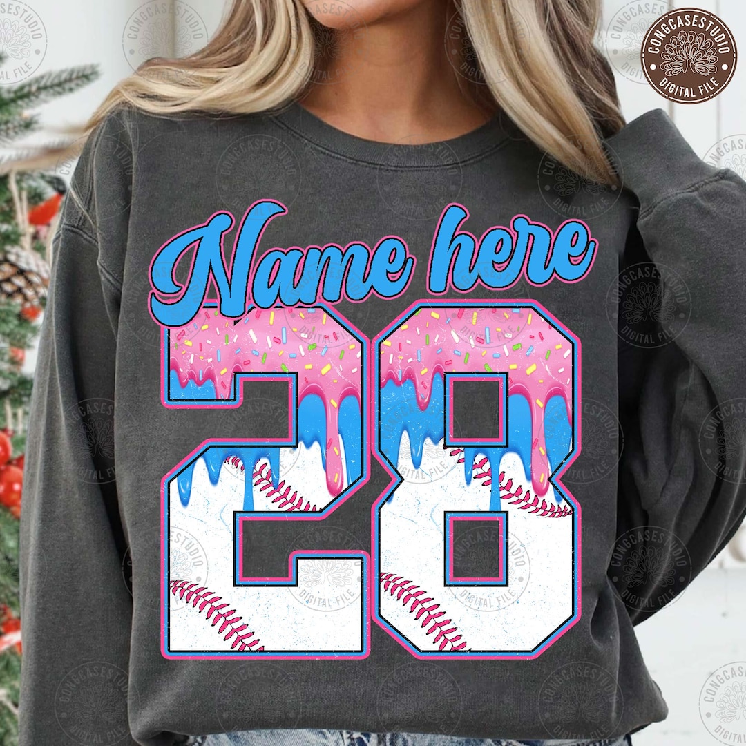 Baseball Ice Cream Drip Number Png, Custom Name Jersey Design, Waffle ...