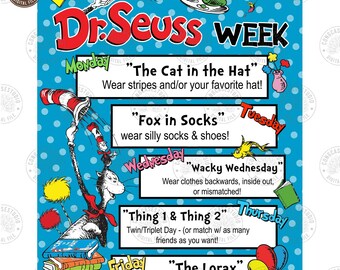 Read Across America Week 2025, School Spirit Week Schedule School Pto ...