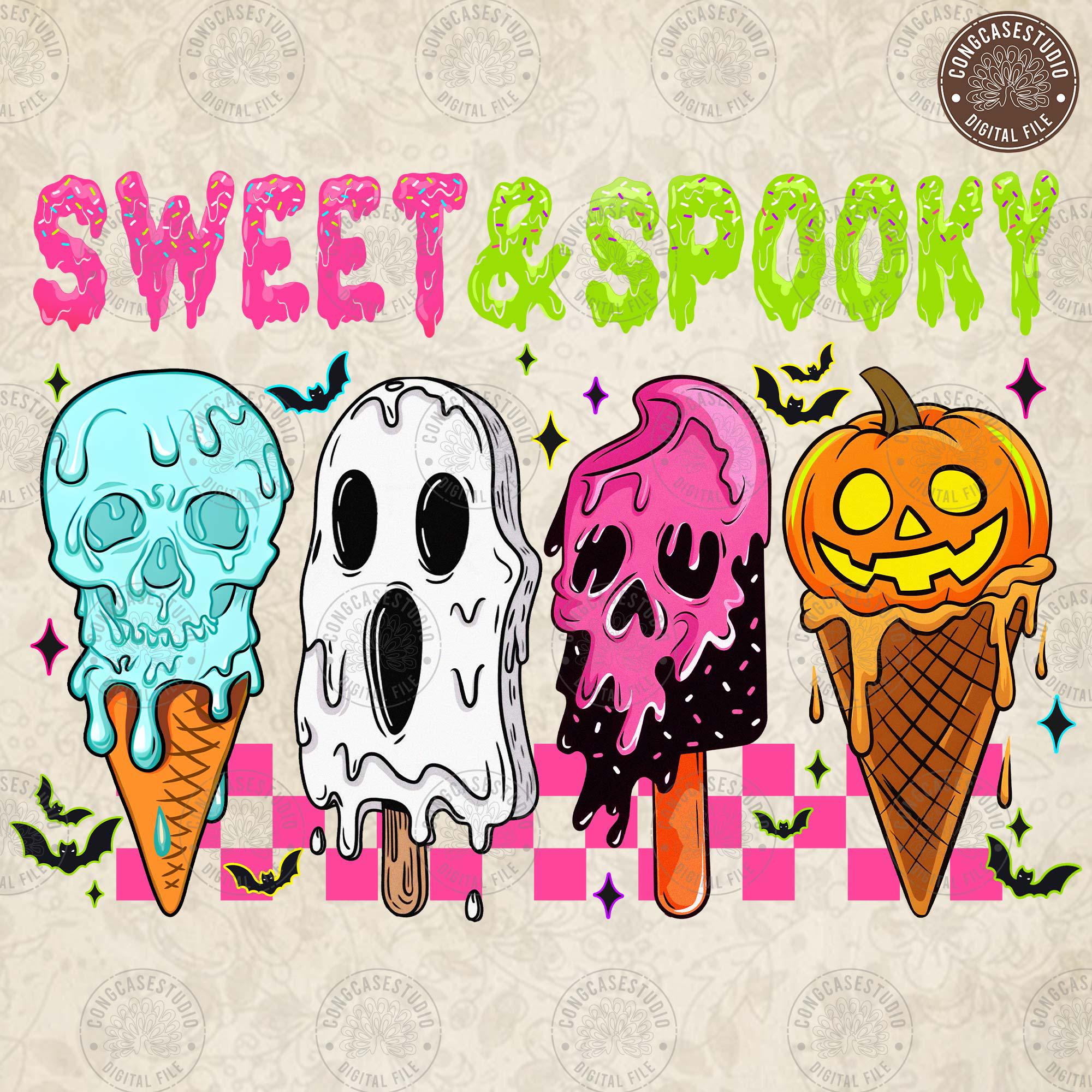 Funny Halloween Ice Cream PNG: Spooky Season Digital Art, Digital ...