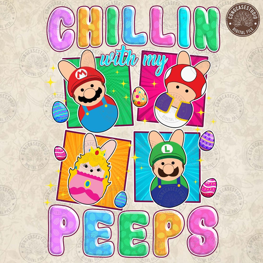 Super Bunny Cartoon Easter Png, Chillin With My Peeps Cartoon Easter ...