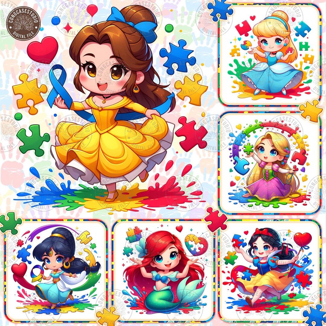 Bundle Autism Princess Png Designs, Autism Cartoon Kid Png, Autism ...