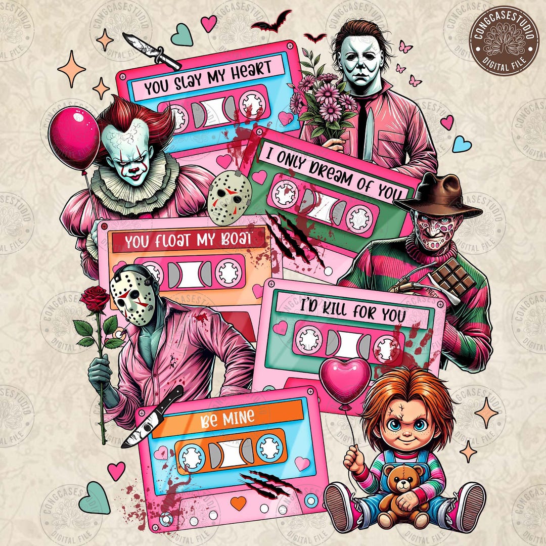 Valentine Horror Killers Png, Pink Valentine Horror Png, Valentine ...