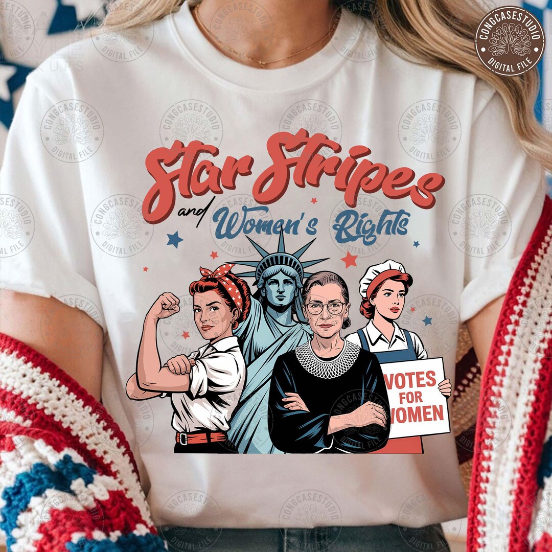 Stars Stripes and Women's Rights Png, Patriotic Feminist Png, Strong ...