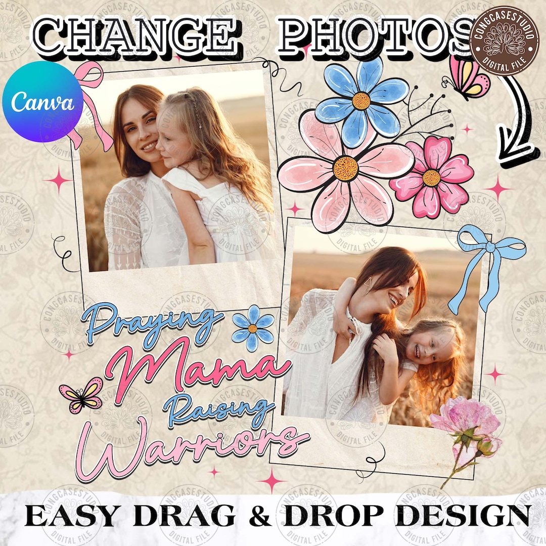 Floral Mother's Day Canva Template, Custom Mom Canva Frame, Jesus Made ...