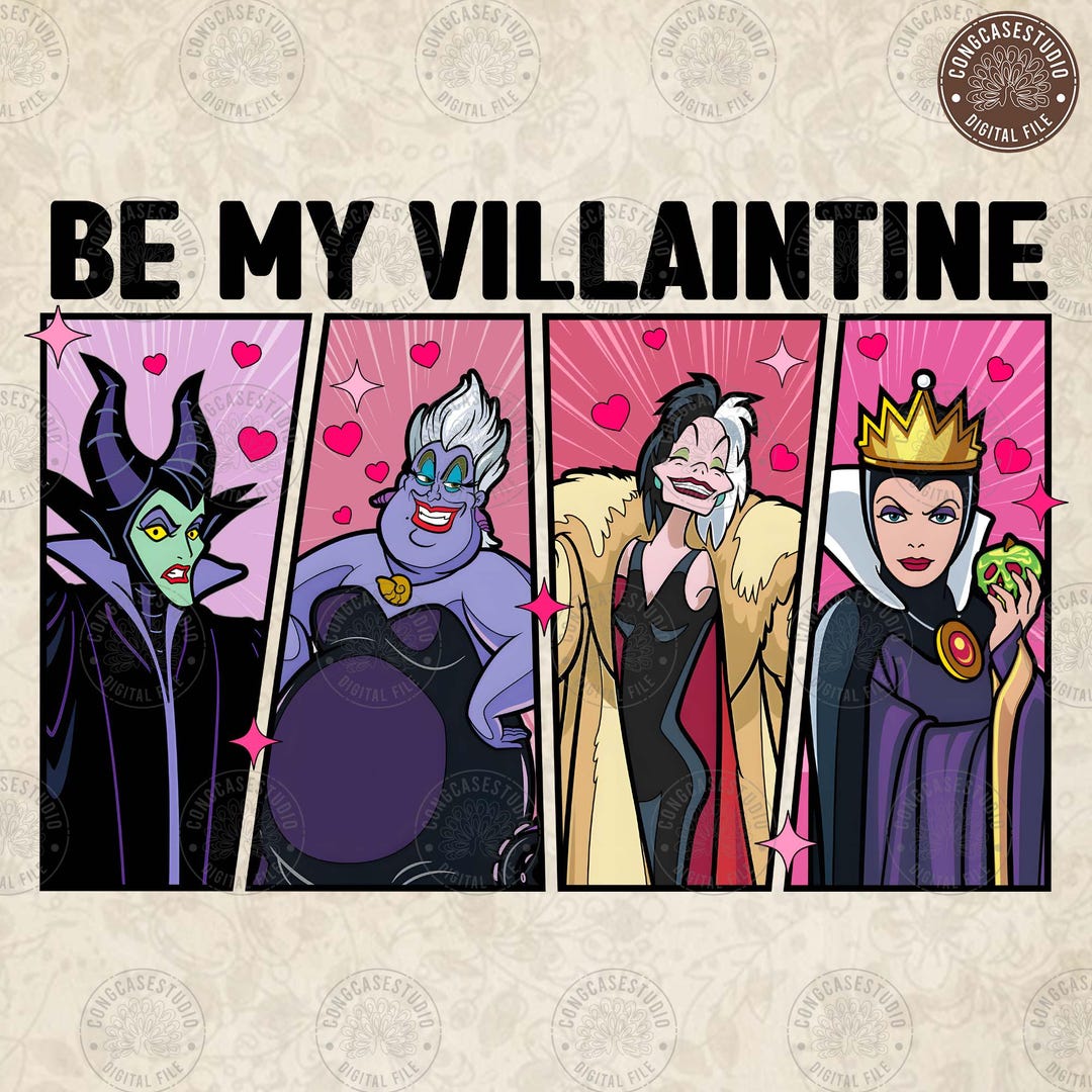 Valentine Couple Matching Png, Be My Villaintine Png, Cartoon Villain ...