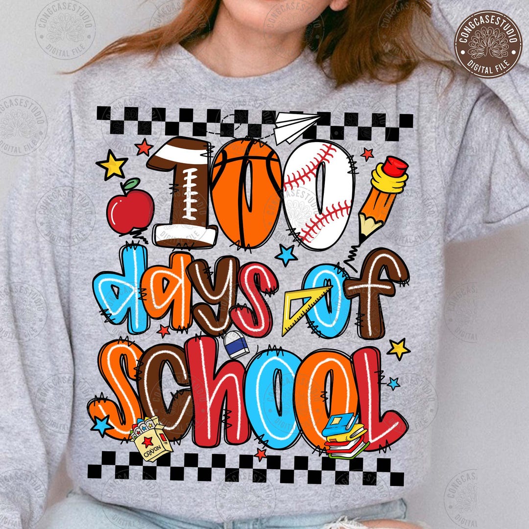 100 Days Checkered Design PNG: 100 Days of School Sport Style, 100th ...