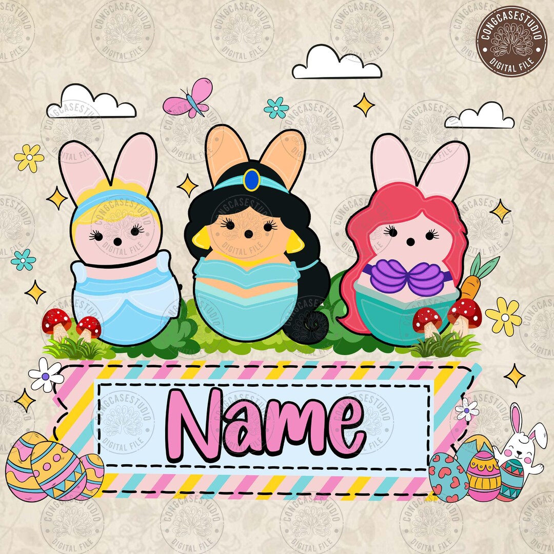 CUSTOM Kid Name Easter Peeps Png, Bunny Easter Png, Princess Cartoon ...