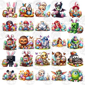 50+ Cartoon Easter Basket Bag PNG Bundle, Cartoon Movie PNG, Princess ...