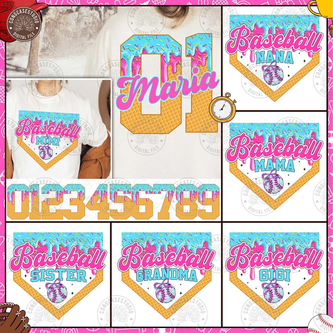 Custom Baseball Number Drip Bundle Png, Game Day Baseball Png, Baseball ...