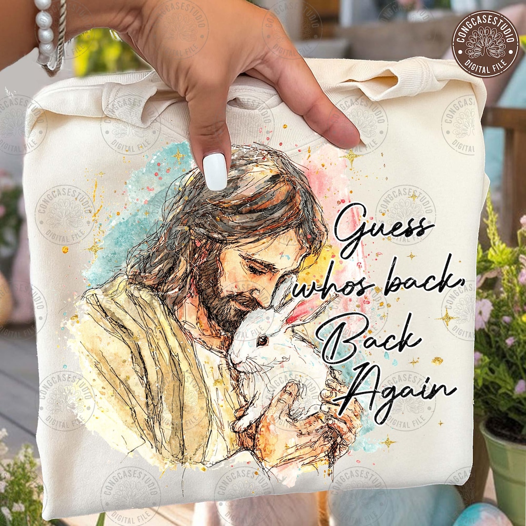 He is Risen PNG: Jesus With Bunny, Christian Easter Design, Matthew 28 ...