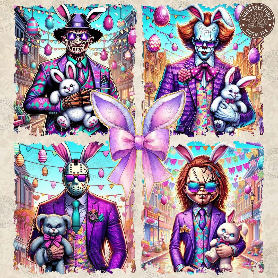 Funny Easter Killer Png, Easter Vibes Horror Png, Easter Coquette Bow ...