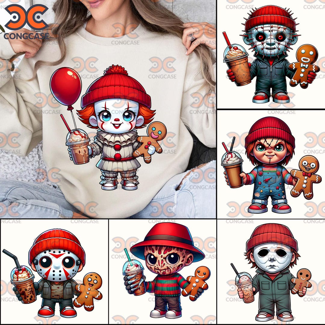 Christmas Chibi Killers Friends Png Bundle, Christmas Horror Killers ...