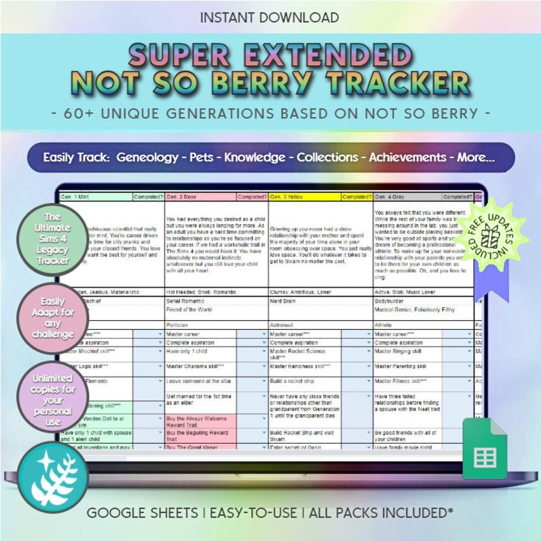 The Sims 4 Extended Not so Berry Challenge Tracker, Legacy Challenge ...