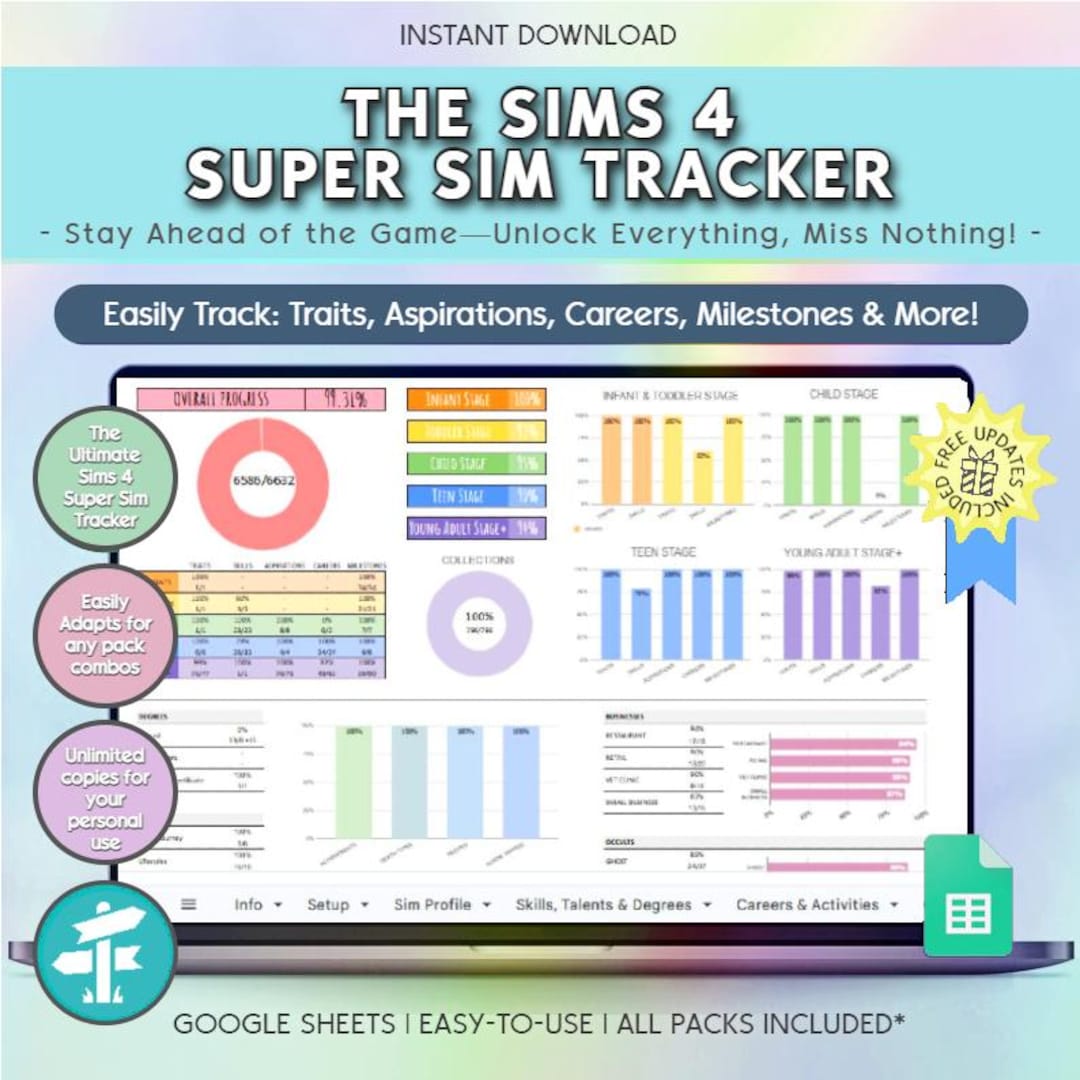 The Sims 4 Super Sim Challenge Tracker ADVENTURE AWAITS, Template ...