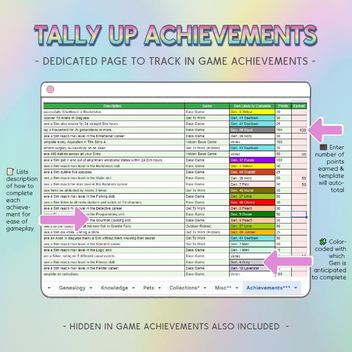 The Sims 4 Google Sheets Tracker, Legacy Challenge, Template ...