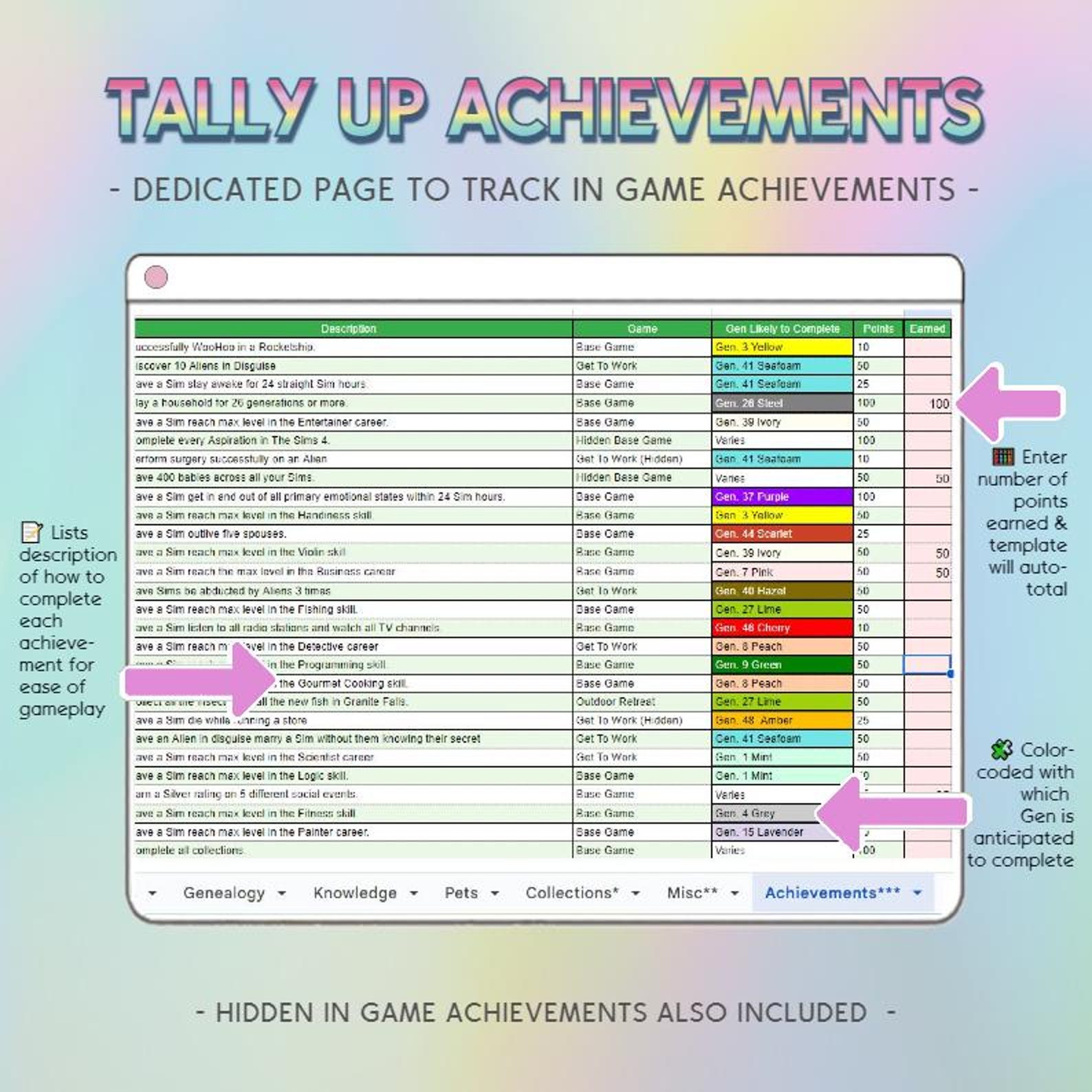 The Sims 4 Google Sheets Tracker, Legacy Challenge, Template ...