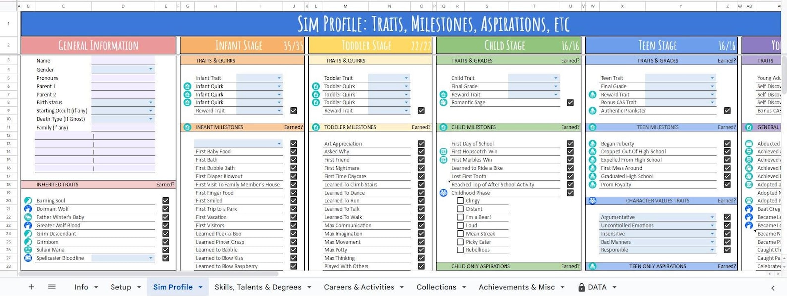 The Sims 4 Super Sim Challenge Tracker ADVENTURE AWAITS, Template ...