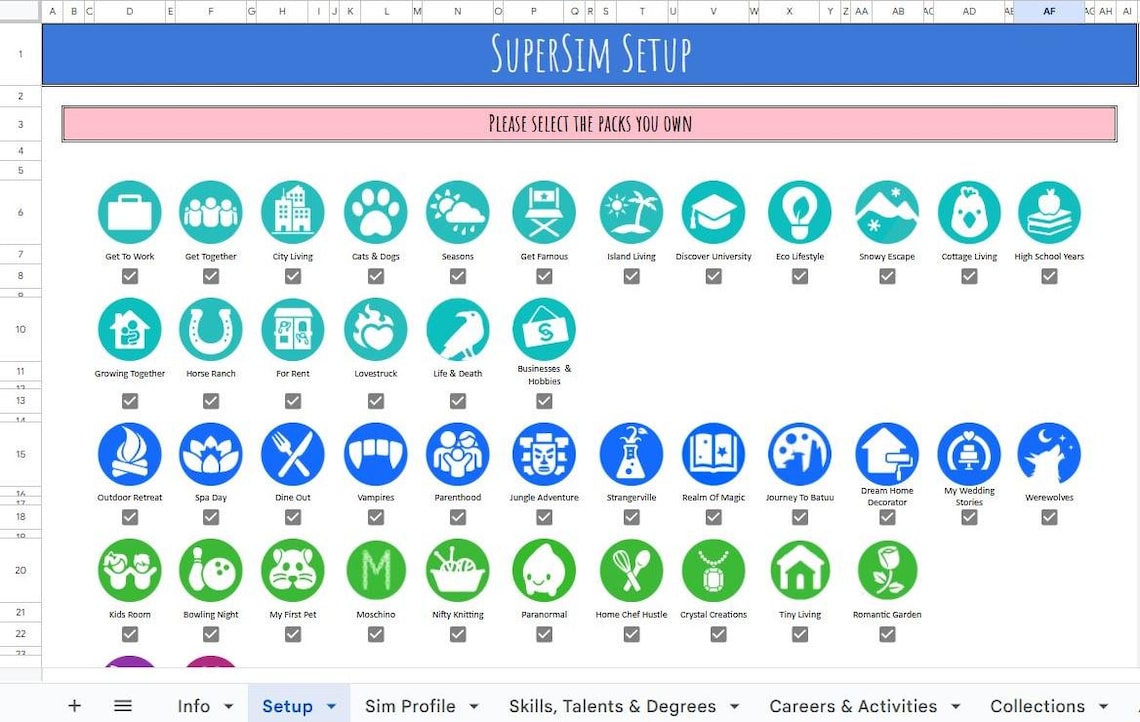 The Sims 4 Super Sim Challenge Tracker ADVENTURE AWAITS, Template ...