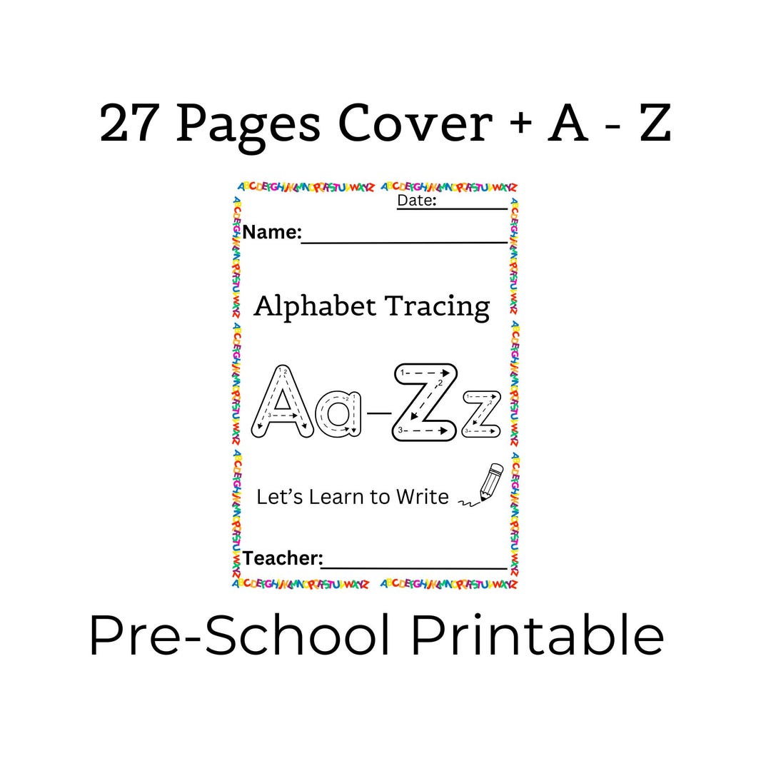 Alphabet Tracing A-Z Printables, Handwriting Practice Sheets ...