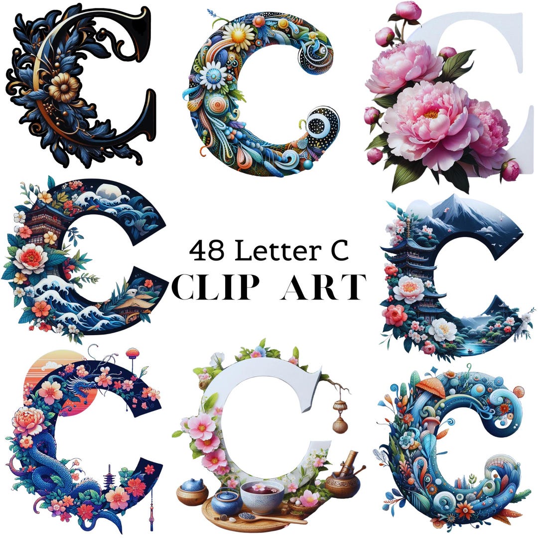 Letter C Clip Art, Digital Letter C Design, Letter C Download, Elegant ...