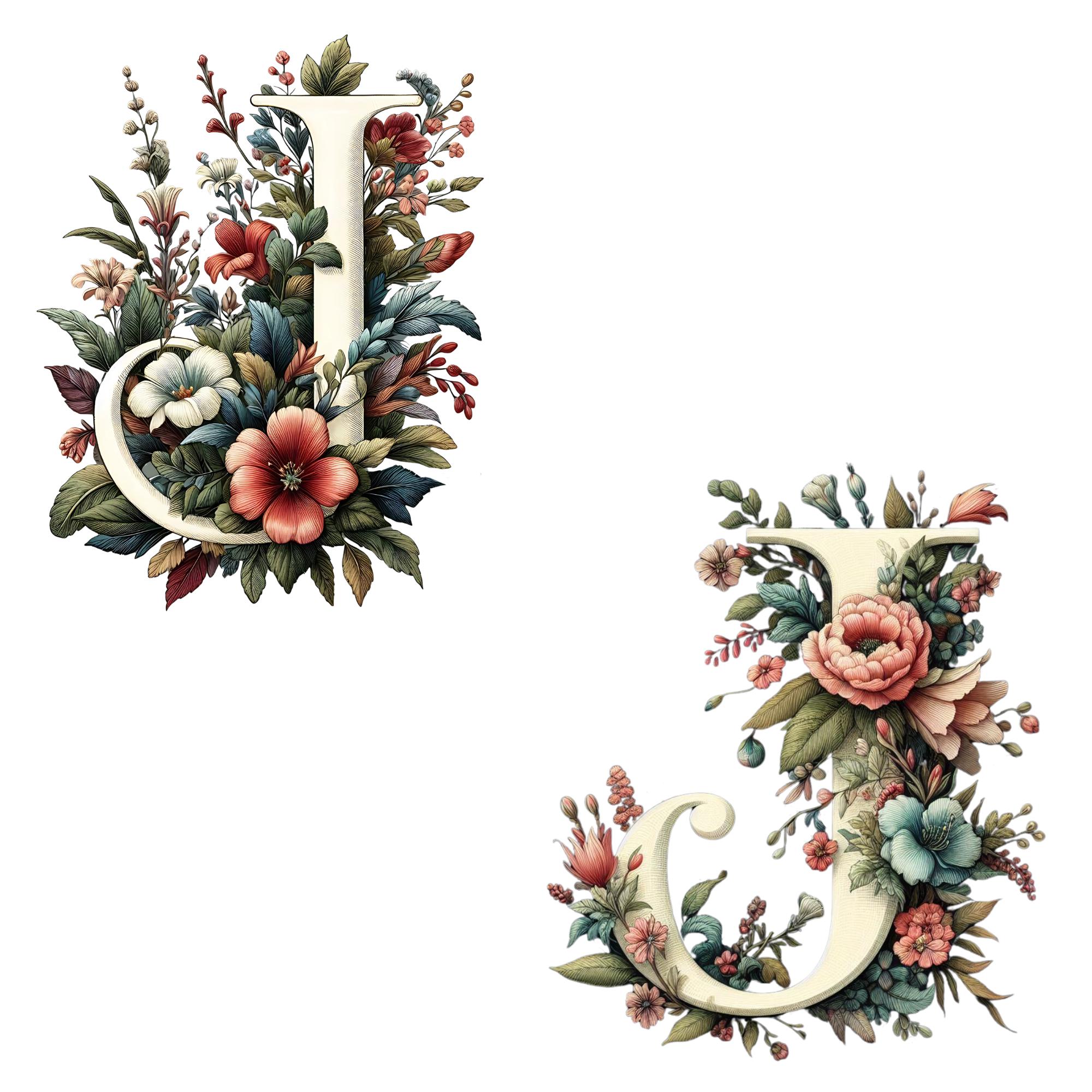 Elegant Letter J Clip Art, Letter J Printable, Decorative Letter J ...