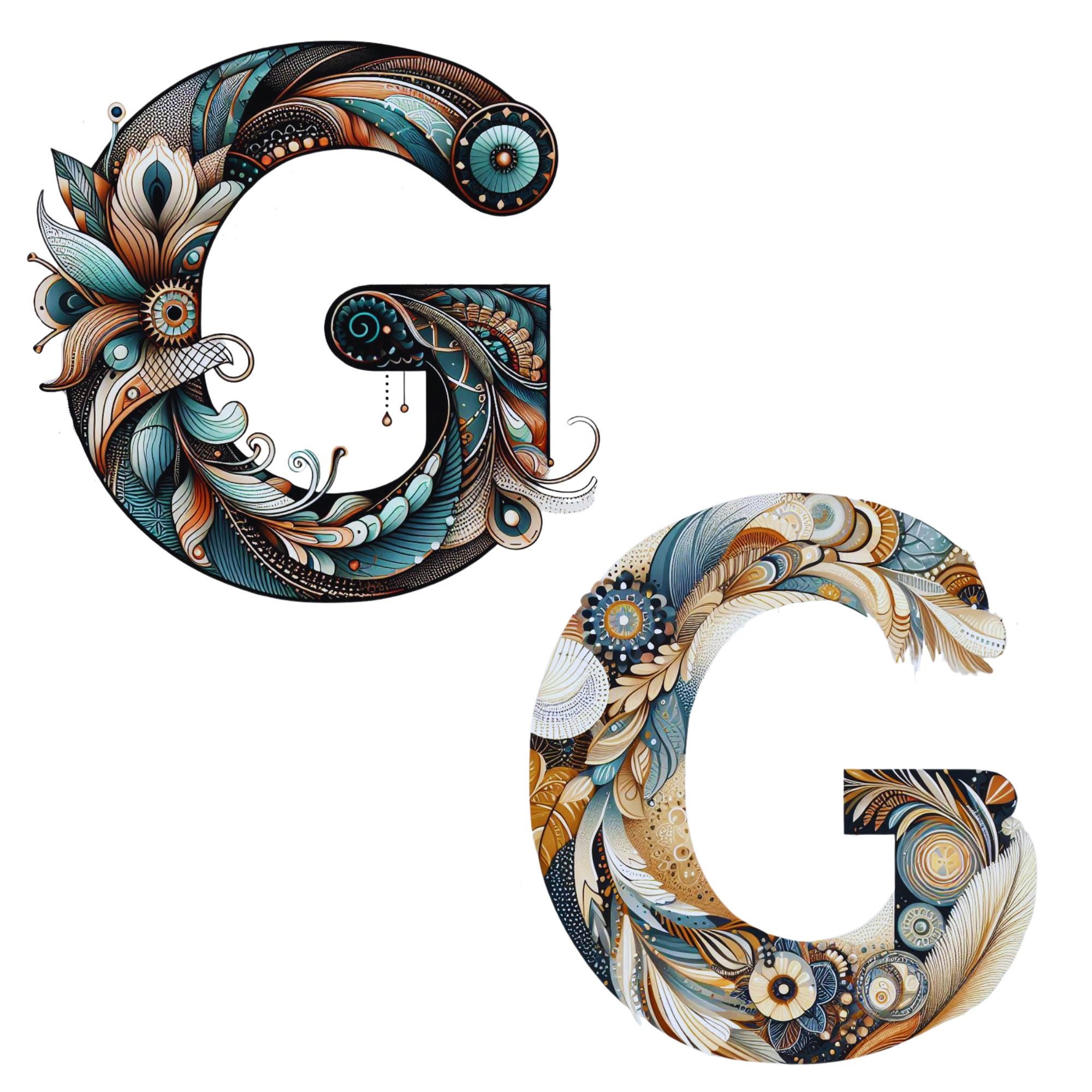 Elegant Letter G Clip Art, Letter G Printable, Decorative Letter G ...